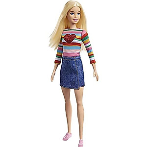 Barbie It Takes Two Doll, Malibu Fashion Doll with Blonde Hair, Rainbow Shirt, Denim Skirt & Pink Shoes