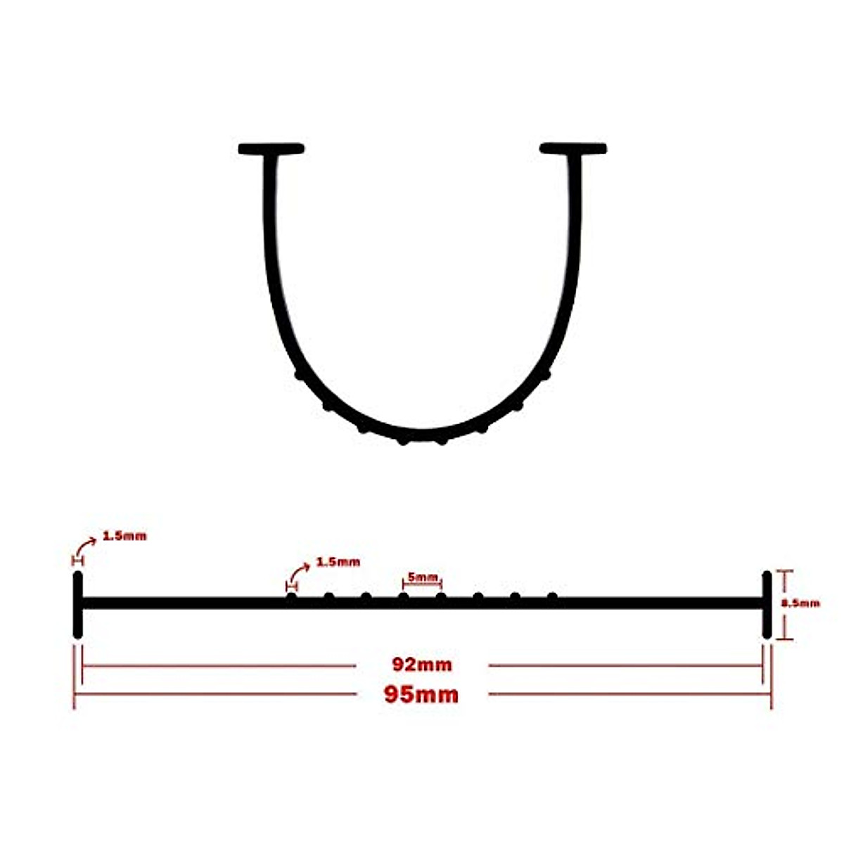 Garage Door U-Bottom Weather Stripping Kit Rubber Seal Strip Replacement, Universal Sealing Professional Grade T Rubber,5/16" T Ends, 3 3/4" Width X 20 Feet Lenth (Black)