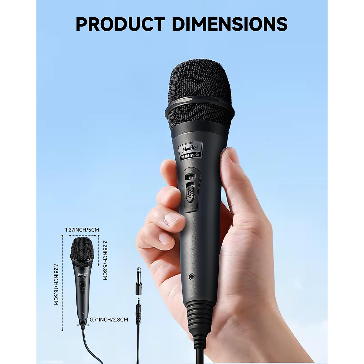 Moukey Karaoke Microphone, Dynamic Microphone with 13 ft Cable, Metal Handheld Cardioid Wired Mic, XLR Microphone for Singing/Stage/Chrismas,Compatible w/Karaoke Machine/PA System/Amp/Mixer, Grey