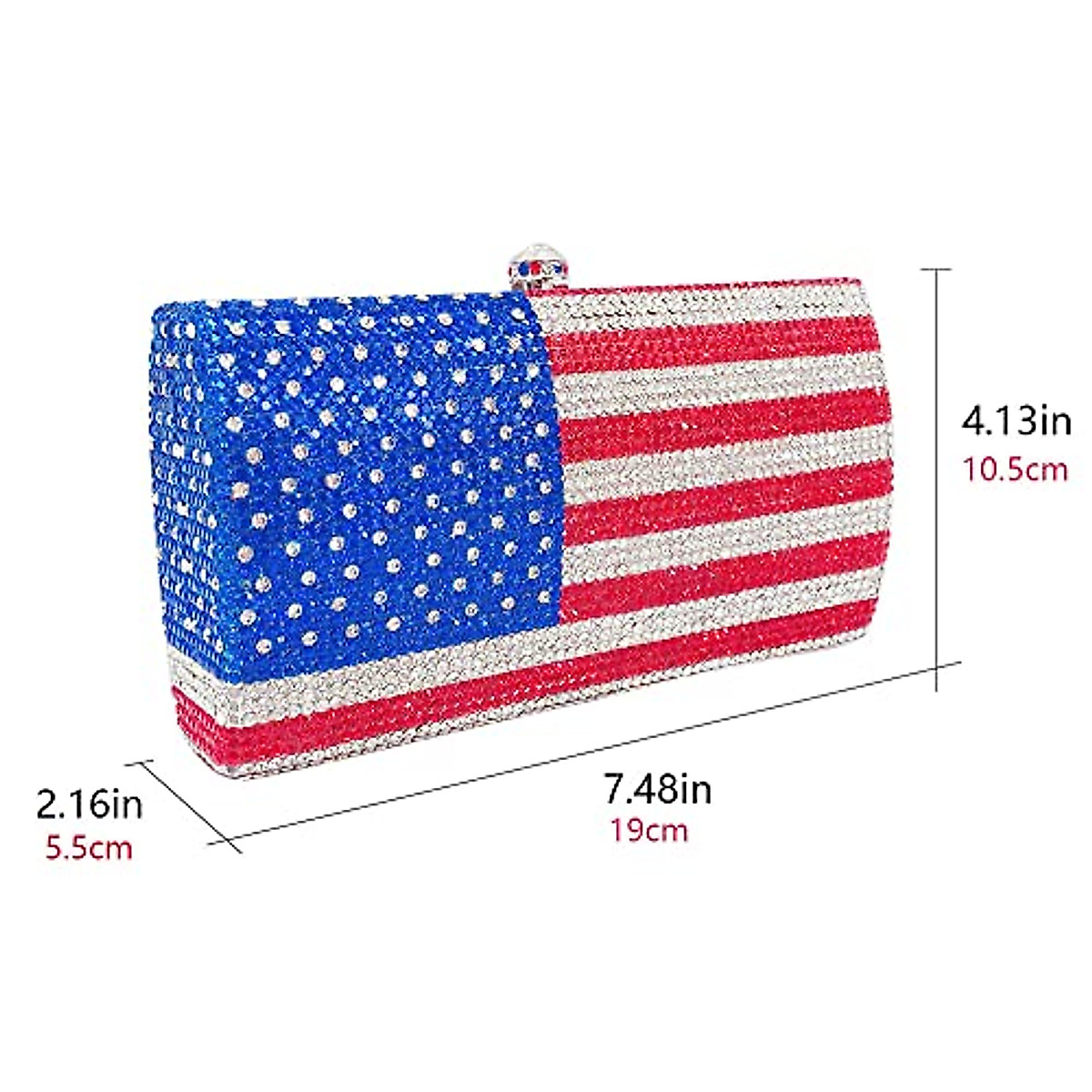 National Flag Crystal Clutch Purses Evening Bags Handbags for Women Formal Party USA American Flag Rhinestones Crossbody Bags Blue Red