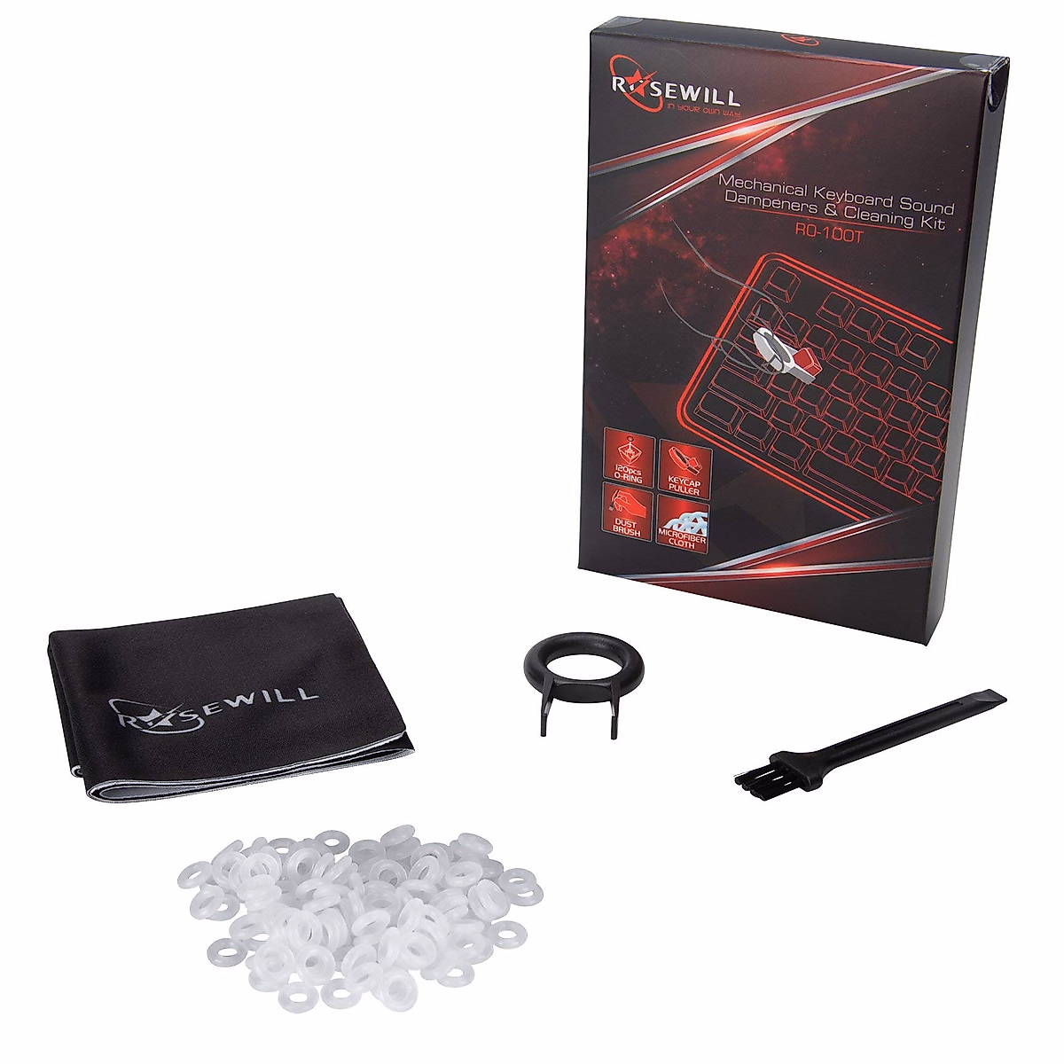 Rosewill Mechanical Keyboard Rubber O-Rings, Switch Sound Dampener Compatible w/Cherry MX and Kailh Switches, 120 pcs - RO-100T (Renewed)