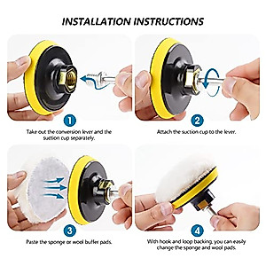 MIDO PROFESSIONAL ABRASIVE Buffing Pads For Drill 22PCS Foam Drill Buffing Kit Car Drill Polishing Kit for Car Sanding, Buffing, Waxing(18 Pads+2 Drill Adapters+2 Suction Cups)