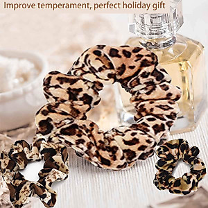 TUICARE 6 PCS Hair Scrunchies for Women - Leopard & Cheetah Print, Velvet, Large, 3 Styles, Hair Ties for Thick Hair, Hair Accessories, 6 Count