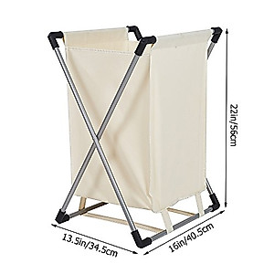Dporticus Single Basket Floding Laundry Hamper with X-Frame for Apartment Home College Use