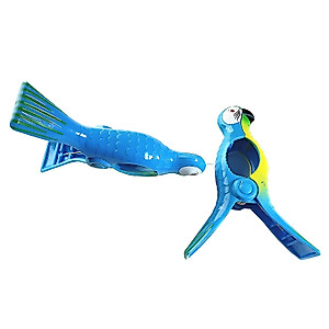 C&H Solutions Blue Parrot Flip Style Beach Towel Clips Jumbo Size for Beach Chair, Cruise Beach Patio, Pool Accessories for Chairs, Household Clip, Baby Stroller