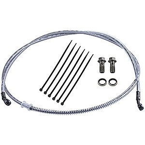 MWMNUN 70" Braided Hydraulic Brake Hose Line Pipeline Compatible with Chinese GY6 Scooter ATV Dirt Bike Go Kart 10mm Banjo Ends 178CM