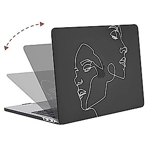 MOSISO Compatible with MacBook Pro 13 inch Case M2 2023, 2022, 2021-2016 A2338 M1 A2251 A2289 A2159 A1989 A1708 A1706, Plastic Face Sketch Hard Shell Case&Keyboard Cover&Screen Protector&Pouch, Black