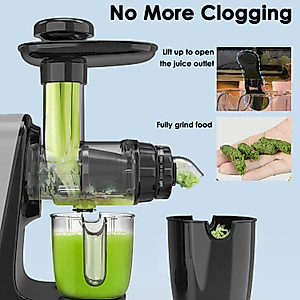 Masticating Juicer, NXONE Cold Press Juicer for Vegetable and Fruit, Juicer Machines with 3 Speed Modes and Reverse Function, Easy to Clean Slow Juicer with Brush, Silver