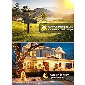 2-Pack 480LED 170FT Total Solar Outdoor Lights IP65 Waterproof Solar Powered Lights with 8 Lighting Modes for Party Garden Yard Home Holiday Tree Decoration Lighting, Warm White