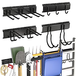 POSHGRAND Garage Garden Tool Organizer Wall Mount, Yard Garden Tool Rack Organizer, 64 Inch Shovel Rack Holder Organization with 10 Adjustable Heavy Duty Hooks for Garage Shed Yard Garden