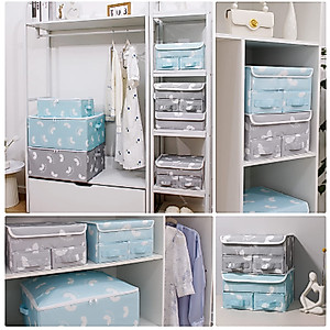 EASEVE 2 Pack Sock Underwear Drawer Organizer Divider - Closet Organizers and Storage Dresser Organizer Wardrobe Clothes Box Storage Bins with Lid for Bra, Socks, Leggings, Shirt, Panty (Grey)