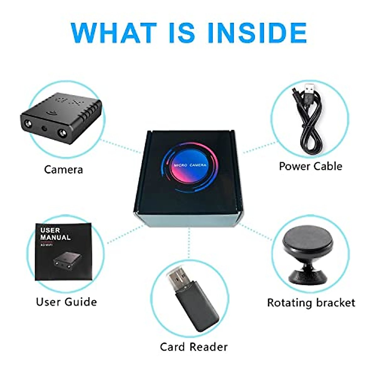Rettru Smallest Spy Camera,Hidden Camera,HD1080P Wireless WiFi Cameras for Home Security Camera with Night Vision,AI Human Motion Detection,Cloud Storage,Remote Viewing for Security iOS Android APP