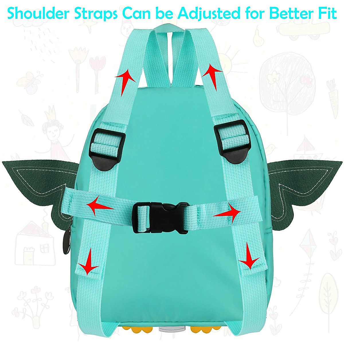 Yuepin Backpack Leash for Toddlers + Anti Lost Wrist Link, Owl Kids Backpack Harness with Leash for 1-5 Years Old Boys and Girls Christmas Gift (Owl Blue)