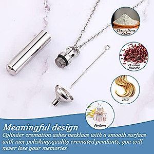 Urn Necklace for Ashes Cremation Cylinder Memorial Stainless Steel Memorial Pendant for Women Men Loved Ones (Silver,10 Pieces)