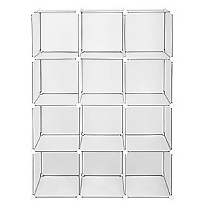 Guangshuohui 12-Cube Book Shelf,Cube Storage Shelves Closet Organizer Shelf Cubes Organizer Bookcase(42.1 x 14.2 x 55.9) / (107 x 36 x 142) cm (L x W x H) (White)