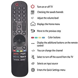 New Replacement MR21GA LG Magic Remote Control for LG Smart TV Remote with Pointer Function and Netflix Prime Video Disney+ LG Channels Buttonss [NO Voice Function]