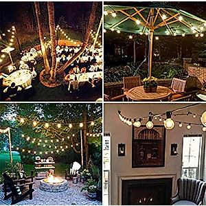 25Ft LED String Lights, G40 Outdoor Patio String Lights with 27 Shatterproof LED Clear Globe Bulbs, Indoor&Outdoor String Lights for Patio Garden Backyard Bistro Pergola Tents Gazebo Decor, White Wire