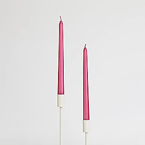 CANDWAX 10 inch Taper Candle Sticks Long Burning Set of 12 - Dripless Dinner Candles for Table Look Like Matte Metallic Candles and are Ideal for Any Occasion - Pink Glitter Taper Candles