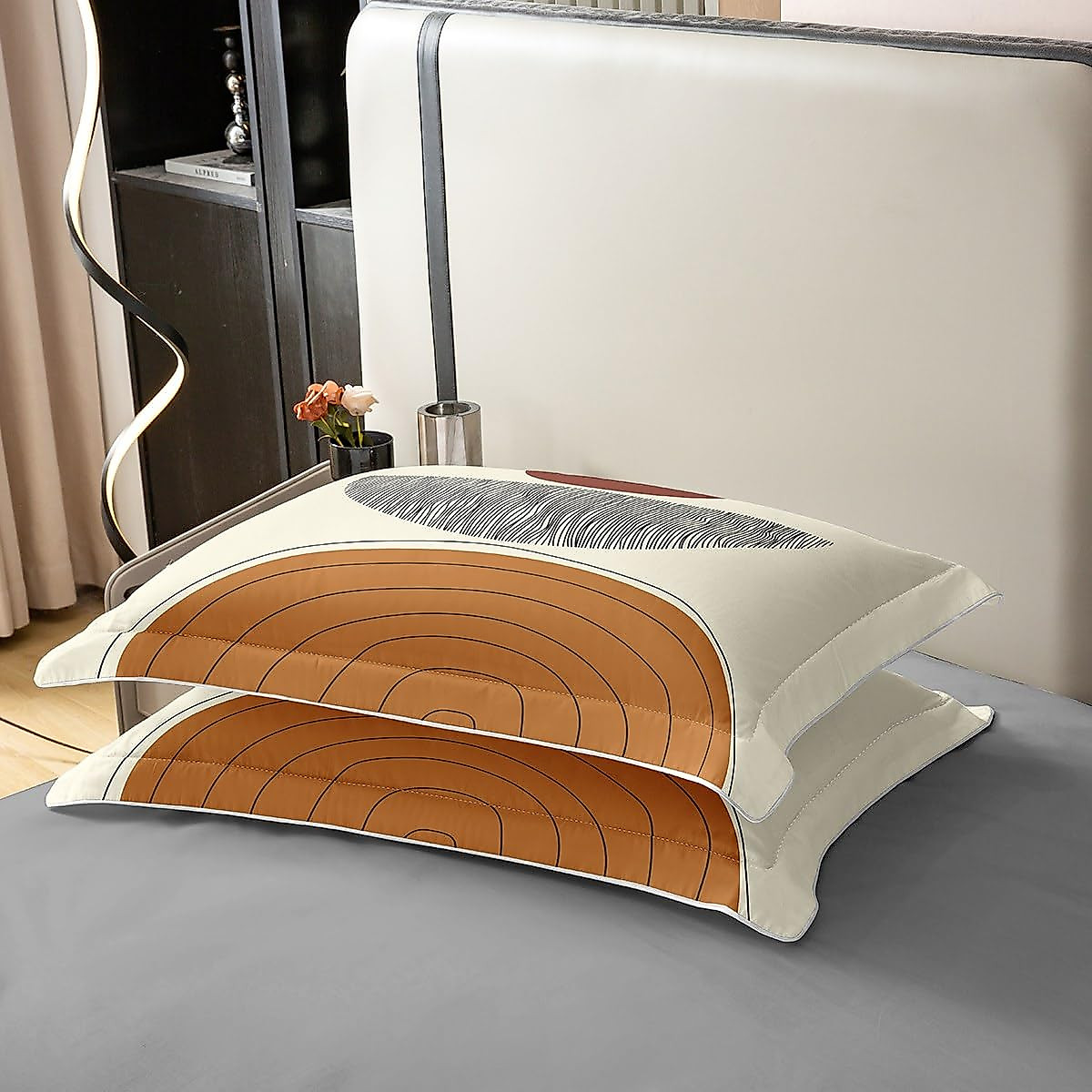 jejeloiu Boho Cotton Duvet Cover Set for Kids Boys Girls Mid Century Abstract Sun and Moon Comforter Cover Set King Size Sunrise Rainbow Bedding Set Modern Bedspread Cover Quilt Cover