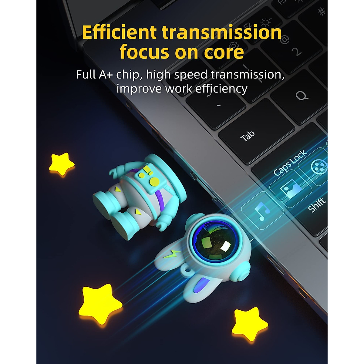 Cute Space Rabbit USB Flash Drive, Thumb Drive 64gb Waterproof USB 2.0 Memory Stick Small Size USB Drive Gift (64G, Red)