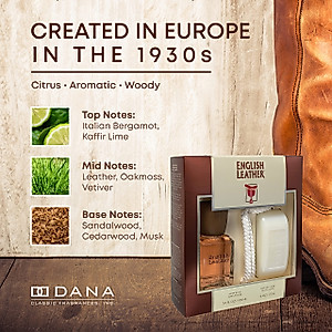Dana ENGLISH LEATHER 2-PIECE GIFT SET for Men - After Shave Splash & Soap on a Rope Classic Fragrances