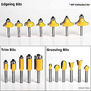 TOOLDO Router Bit Set 35 Pcs 1/4 inch Shank, Professional Router Bit Kit for DIY, Woodworking Project, High Grade