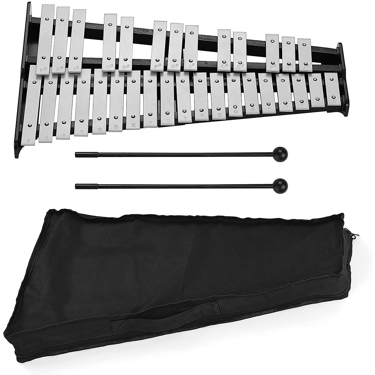 Habisder 32 Note Glockenspiel Xylophone Percussion Kit with Height Adjustable Stand, Drumsticks and Carry Bag