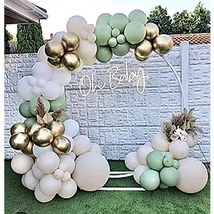 137Pcs Sage Green White Gold DIY Balloon Arch Arch Kit Bridal Shower Green Baby Shower Sage Green White And Chrome Gold Balloon Garland (Green)