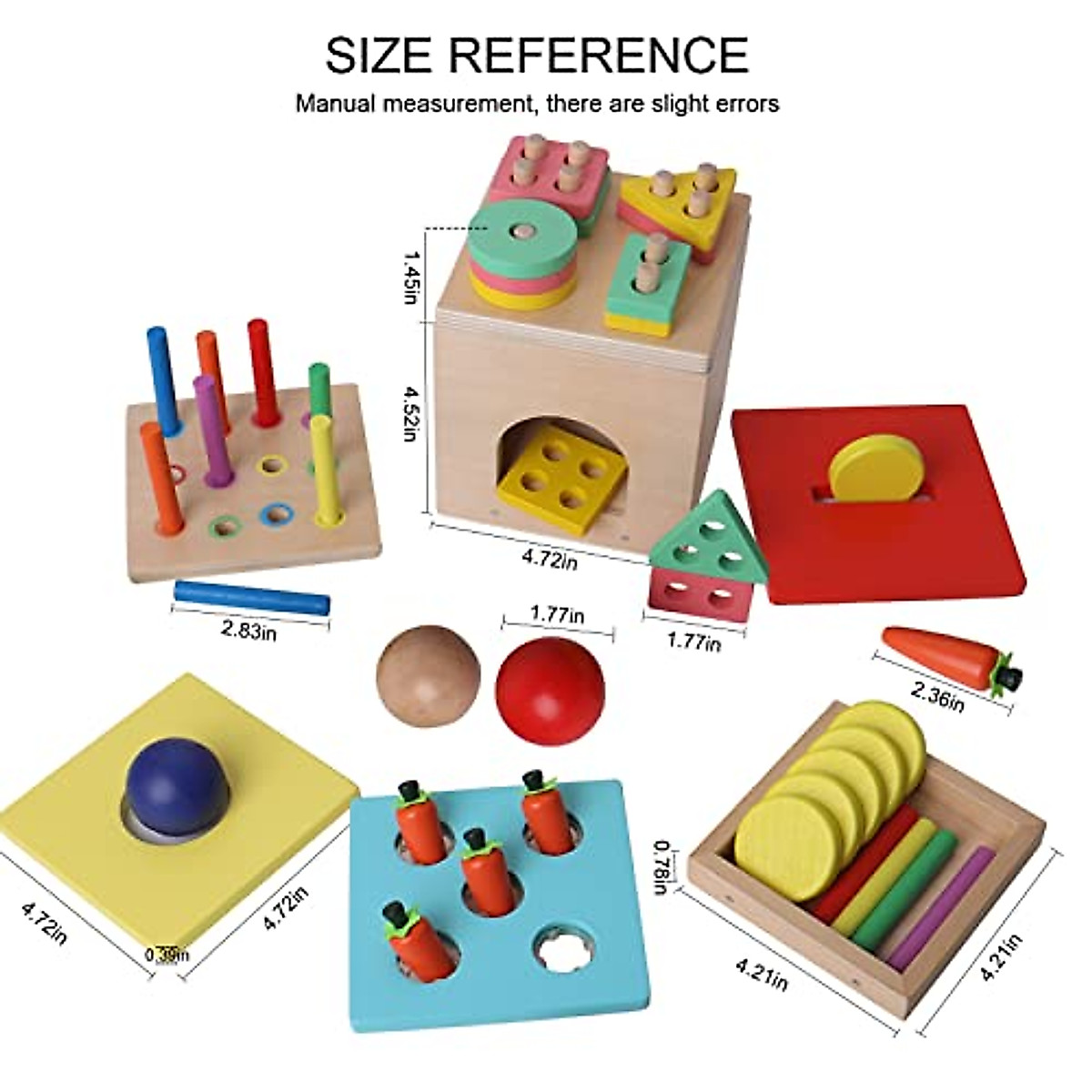 BESTAMTOY Wooden Montessori Toy for 1+ Year Old, Shape Sorter,Object Permanence Box, Coin Box, Carrot Harvest, Toddler Learning Toy for Kid Age 1, 2, 3 Year Old, Girl boy Gift for Baby 6-12 Month