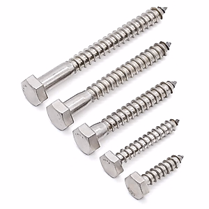 Glvaner (15 pcs) 5/16" x 1-1/2" Stainless Steel Hex Head Lag Bolts, Hexagonal Head Lag Screws, 304 Stainless Steel 18-8, Secure Hold for Wood