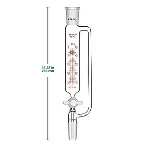 stonylab Pressure Equalizing Graduated Addition Funnel, Borosilicate Glass Dropping Funnel 24/40 Joint 50 ml with PTFE Stopcock for Laboratory (50 ml)