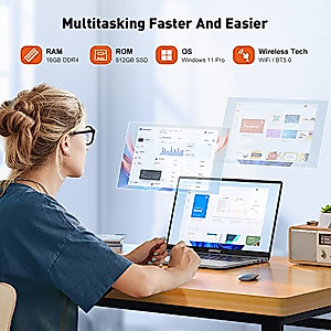 ACEMAGIC Laptop 15.6 FHD 16GB DDR4 512GB SSD, Intel Quad-Core 12th Alder Lake N95(Up to 3.4GHz) with Windows 11 Pro PC, Light Metal Laptop Computers Support 2.4G/5G WiFi, BT5.0, 2×Speaker, Mic, USB3.2