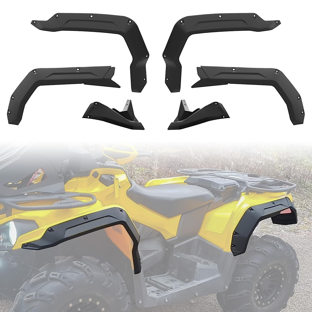 SAUTVS Fender Flares for Can-Am Outlander 450 500 570, Heavy Duty Front Rear Mud Flaps Kit for Can Am Outlander 450/500 / 570 L MAX EFI 2015-2021 Accessories (6pcs, Replace #715001909)