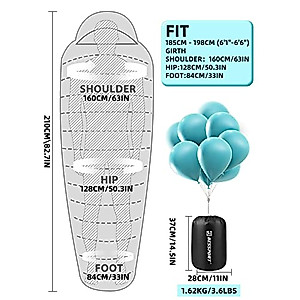 Bessport Mummy Sleeping Bag | 15-45 ℉ Extreme 3-4 Season Sleeping Bag for Adults Cold Weather– Warm and Washable, for Hiking Traveling & Outdoor Activities