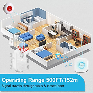 CallToU Wireless Caregiver Pager Call Button Nurse Alert System Waterproof 500+ Feet for Elderly Monitoring Patient Seniors 3 Transmitters 1 Plugin 1 Vibration Receiver