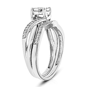 Vir Jewels 1/3 cttw Lab Grown Diamond Wedding Engagement Bridal Set Round for Women in .925 Sterling Silver Prong Set Size 8
