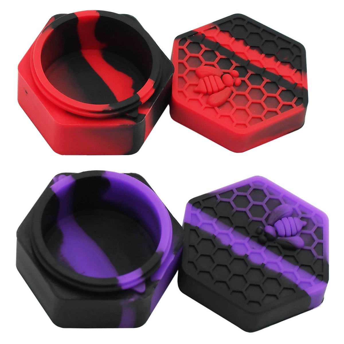 KUVIS 26ml Hexagon Silicone Container Non-stick Honeybee Jars with Carving Tool