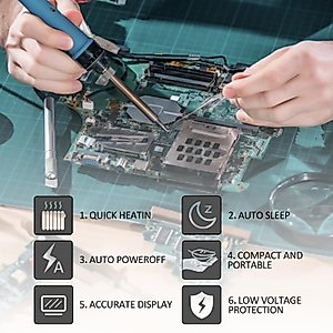 Deackimei Cordless Soldering Iron Station for Craftsman V20 Battery with Digital Display, Adjustable Temperature Knob, Lead-Free Solder, °C/ºF Conversion, Auto Sleep & Calibration Support (Tool Only)