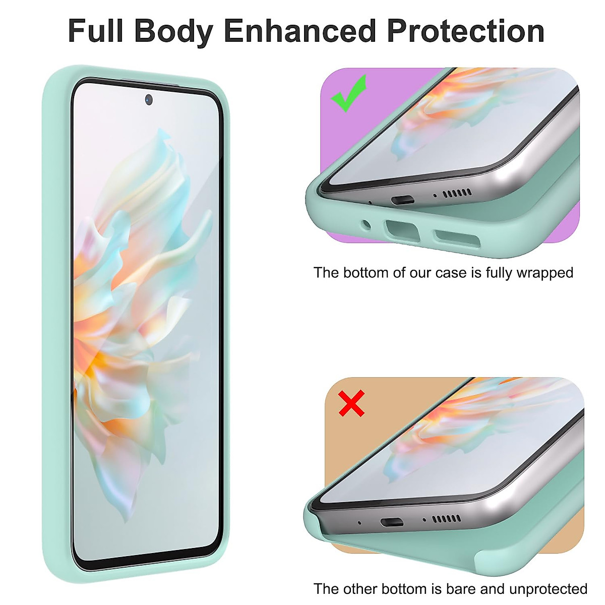 NUIMADL Galaxy A54 5G Case 6.4 inch, Soft Liquid Silicone Protective and Anti-Scratch Microfiber Lining Shockproof Compatible with A54 5G Cover (Green)