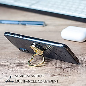 [2 Packs] Love Heart Shaped Glossy Finish Cell Phone Ring Holder Stand, 360 Degree Rotation Finger Ring Kickstand with Polished Metal Phone Grip for Magnetic Car Mount, Smartphone Accessories