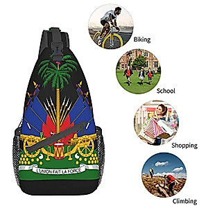 Funny Haiti Haitian Flag Sling Bag Crossbody Shoulder Chest Bag Outdoor Travel Backpack for Women And Men