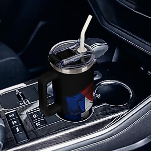 Rose Cuba Flag 40 Oz Tumbler with Handle And Straw Lid,Insulated Reusable Stainless Steel Travel Glass Mug 40 Ounces