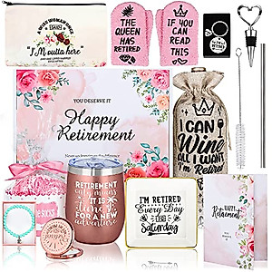 Aodaer 11 Pieces 2023 Retirement Gifts for Women Rose Gold Retirement Party Decorations Retirement Wine Tumbler Presents Box Retired Gifts for Teachers Women Mom Nurse