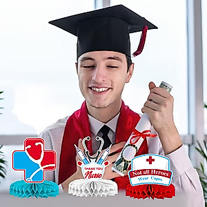 Estivaux 9 PCS Nurse Honeycomb Centerpieces Nurses Appreciation Week Honeycomb Table Centerpiece Nurse Day Table Toppers for Nurses Graduation Party Decorations 2024 Grad Party Favor Supplies