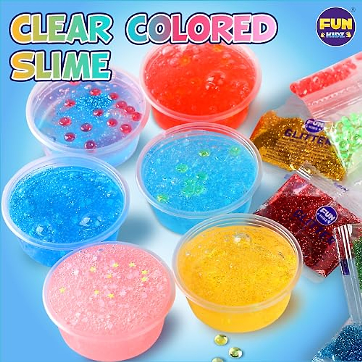 35.16 FL OZ Crystal Clear Slime for Kids, FunKidz 4 Pack Huge 1040 ML Glassy Slime Pack Toy Premade Water Slime Kit for Girls Boys Party Gift