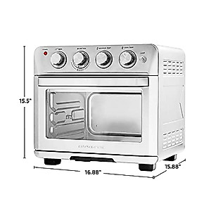 Ovente Air Fryer Toaster Oven, 1700W Stainless Steel Countertop Convection Oven Combo, 26 Qt Large Capacity with Accessories Perfect for Rotisserie and Dehydrator Chicken Pizza, Silver OFM2025BR