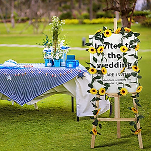 Houele 2 Pack Artificial Sunflower Garland 7.9 FT Silk Sunflower Hanging Vine with Artificial Flowers Green Leaves Wedding Table Home Decor Garden Craft Party Decoration