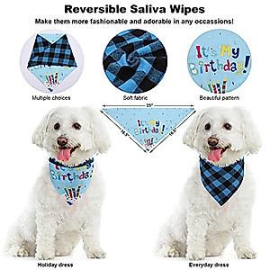 Ownpets Dog Birthday Outfit Set, Shinning Dog Bow Tie with Prince Crown & Double Sided Saliva Towel, Birthday Banner & Paw Print Balloons for Pet Puppy Dog Cat Boy Birthday Parties