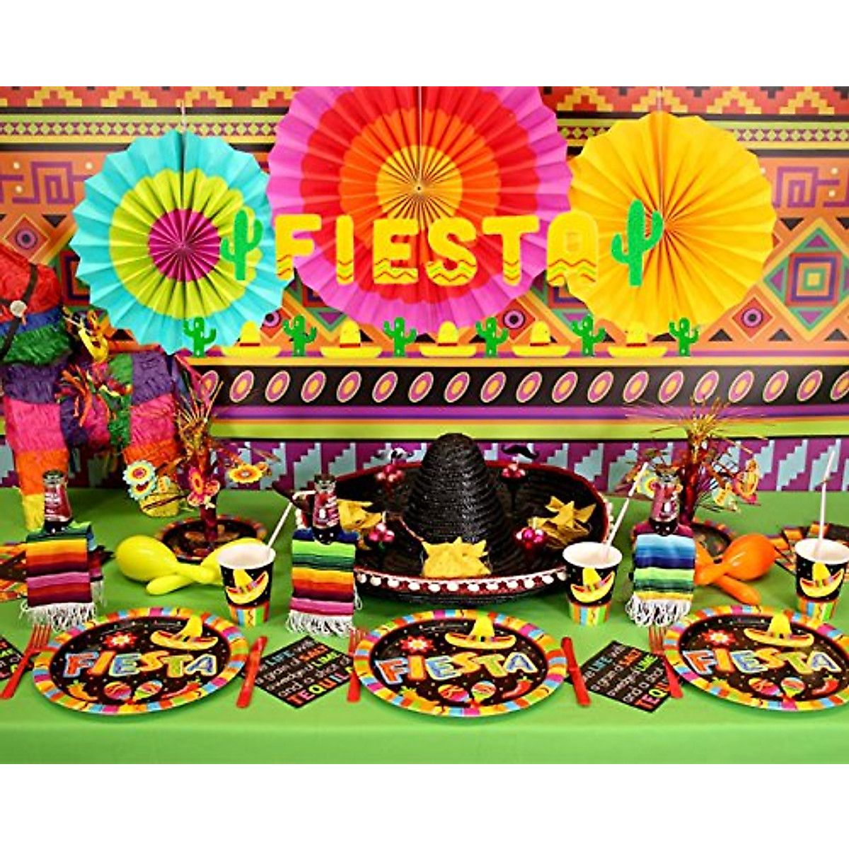 Set of 3 JeVenis Fiesta Banner Cactus Garlands Cinco De Mayo Banners Fiesta Party Decorations for Wedding Birthday Baby Shower Party