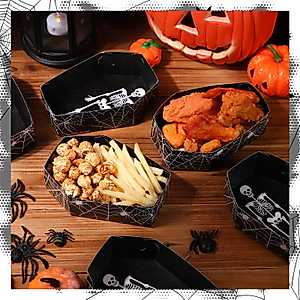 Tenceur 100 Pieces Halloween Coffin Snack Trays Halloween Party Food Supplies Coffin Boxes for Treats for Halloween Storage Charcuterie Board Serving Supplies